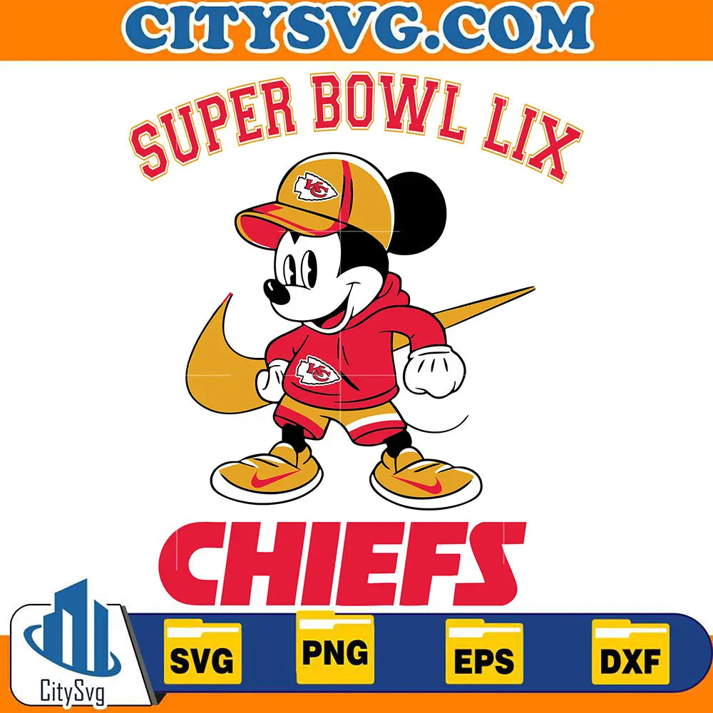 Super Bowl Lix Mickey Mouse Kansas City Chiefs Svg – CITYSVG