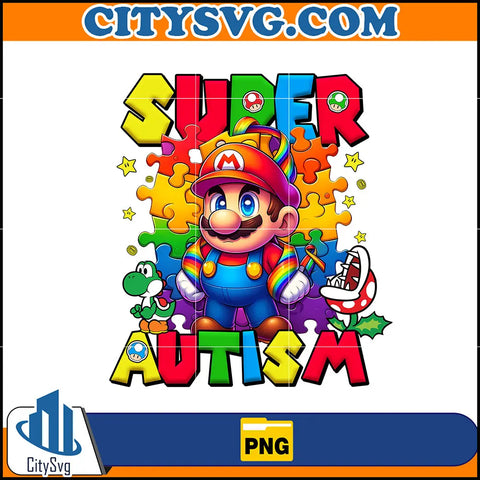 Super Mario Autism Svg, Cartoon Autism Svg, Autism Awareness, Autism Q ...