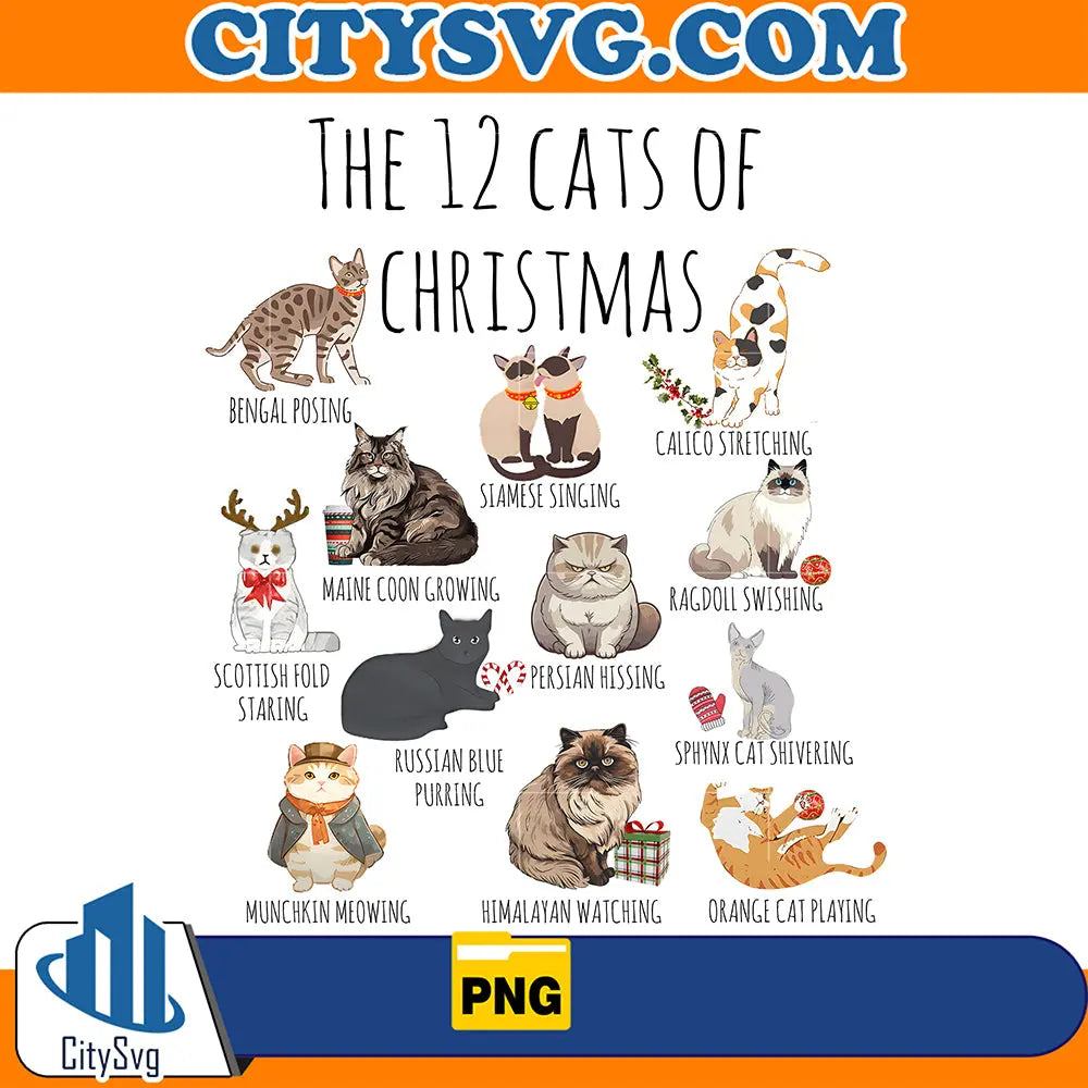 The 12 Cats Of Christmas Png – CITYSVG