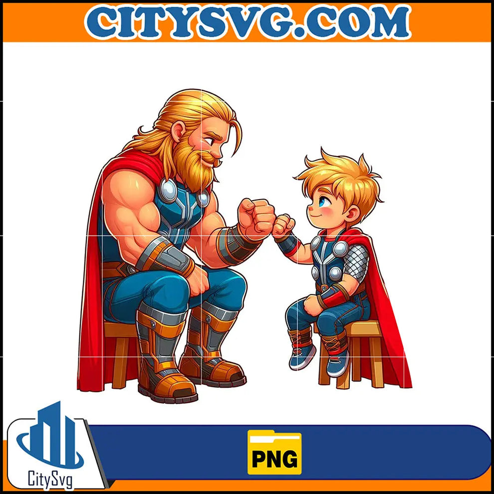 Thor Dad And Son Png, Super Hero Dad And Son Png, Father's Day 2024 Pn ...