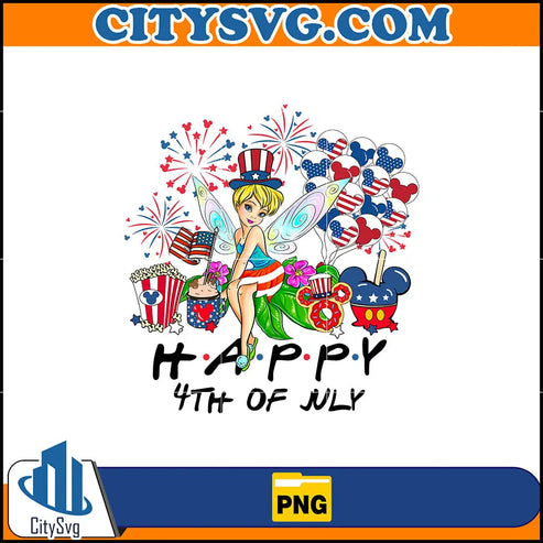 Tinkerbell Happy 4th Of July Png, Cartoon 4th Of July Png, Instant Dow ...