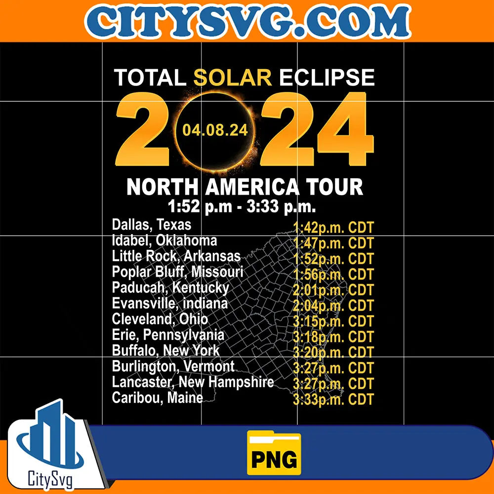 Total Solar Eclipse 2024 Png, North America Tour Png, America Guitar T ...