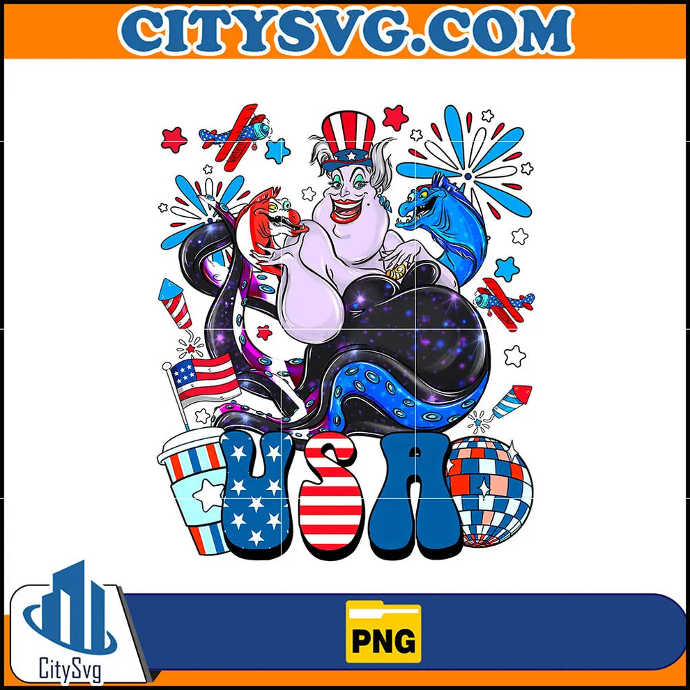 Ursula Usa Png, Cartoon 4th Of July Png, Instant Download – CITYSVG