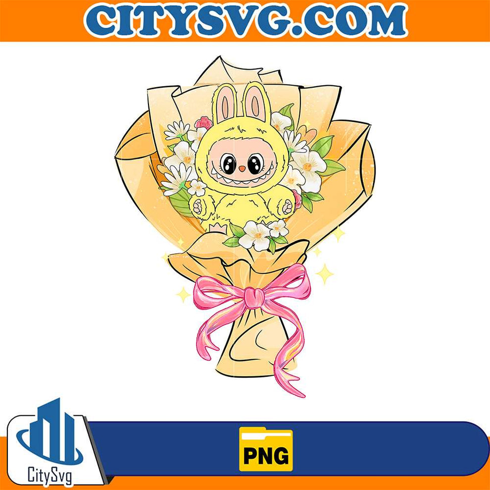 Yellow Labubu Flower Bouquet Png – CITYSVG