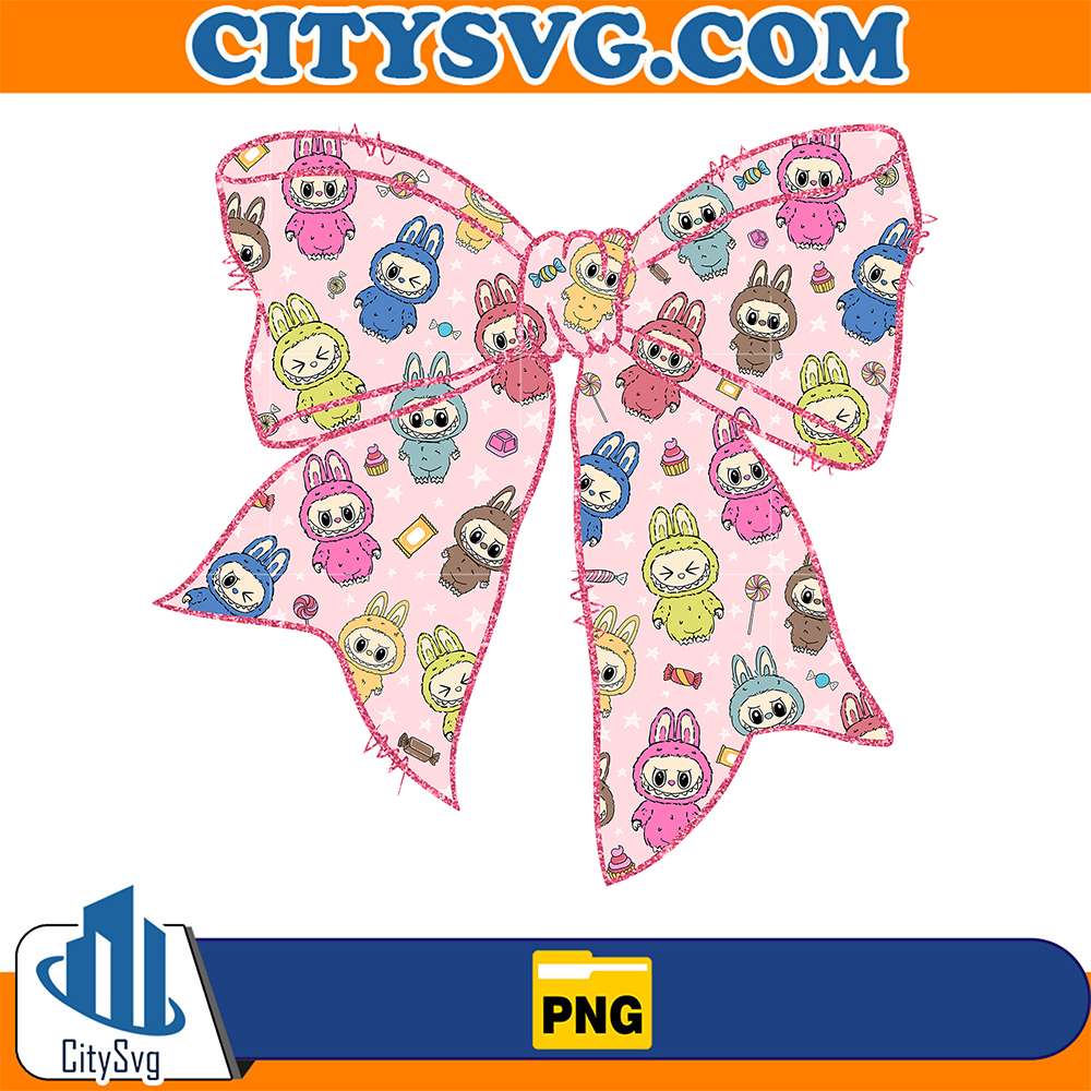 Kawaii Labubu Bow Clipart PNG, Candy Labubu Bunny Bow PNG, Cute Labubu ...