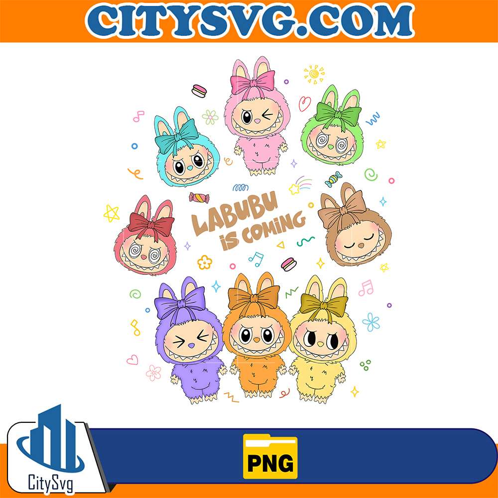 Labubu Is Coming PNG, Cute Multicolor Labubu Characters Png, Funny Lab ...